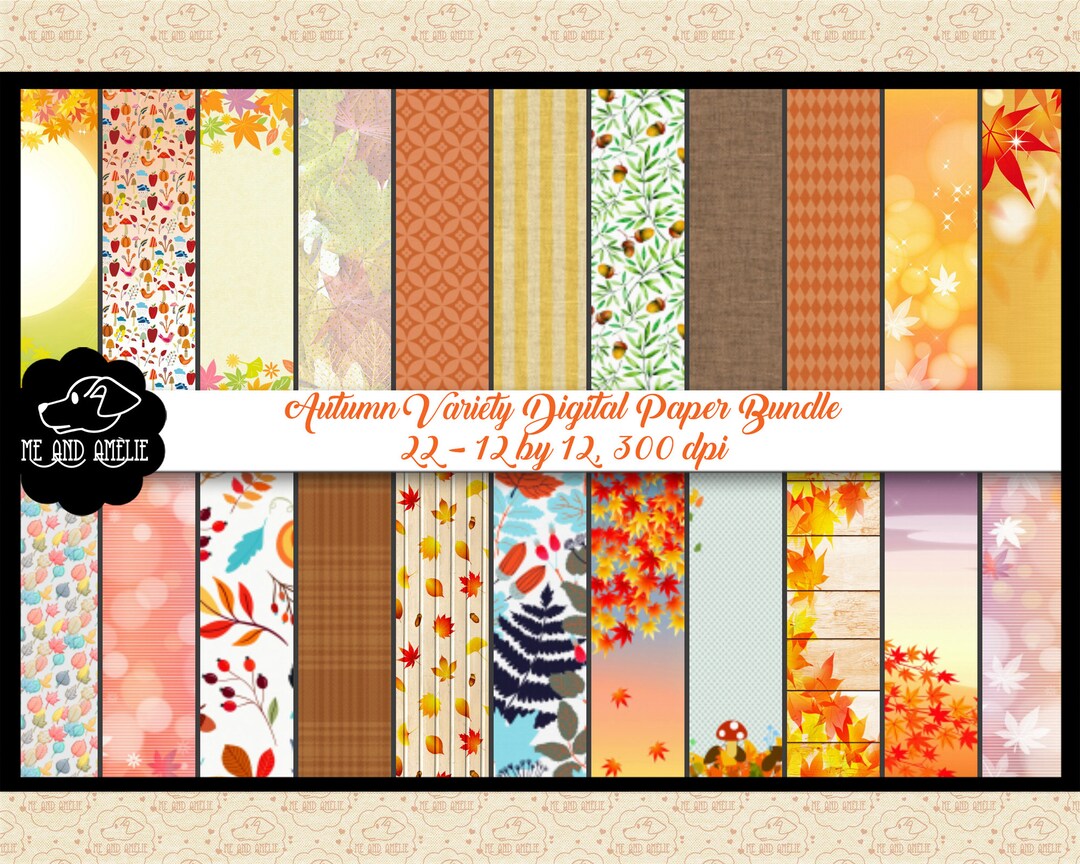 Autumn Variety Mega Bundle Digital Paper Pack, Fall Scenery, Burlap ...