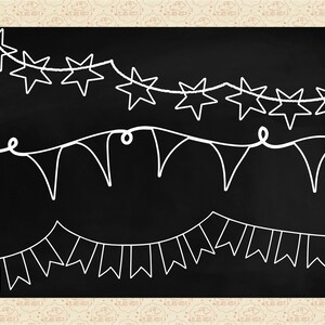 Chalk Bunting Doodles Clipart, Chalkboard Clipart, Chalk Banner Clip ...