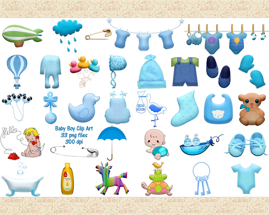 Baby Boy Clip Art Baby Clothes Clipart Baby Toys Baby One - Etsy