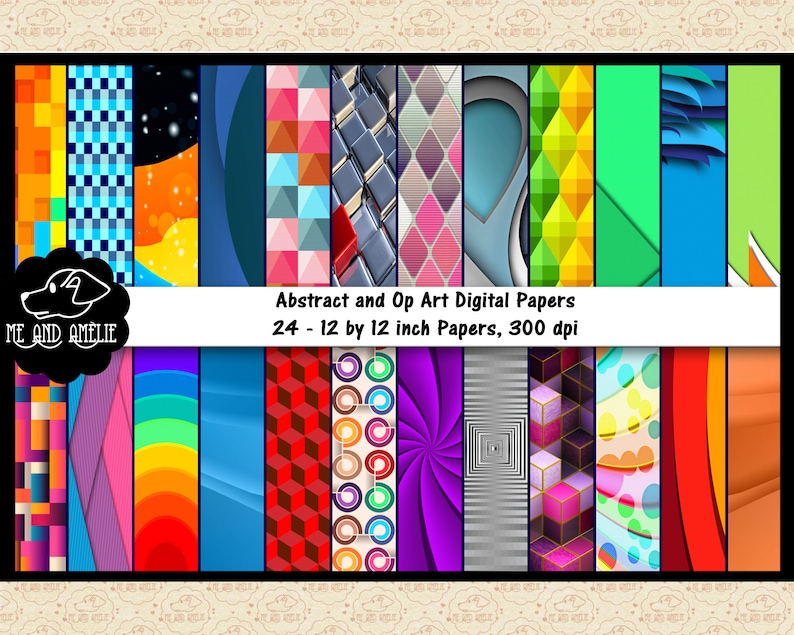 Op Art Digital Paper Megapack, Retro 1960s Designs (digital Download ...