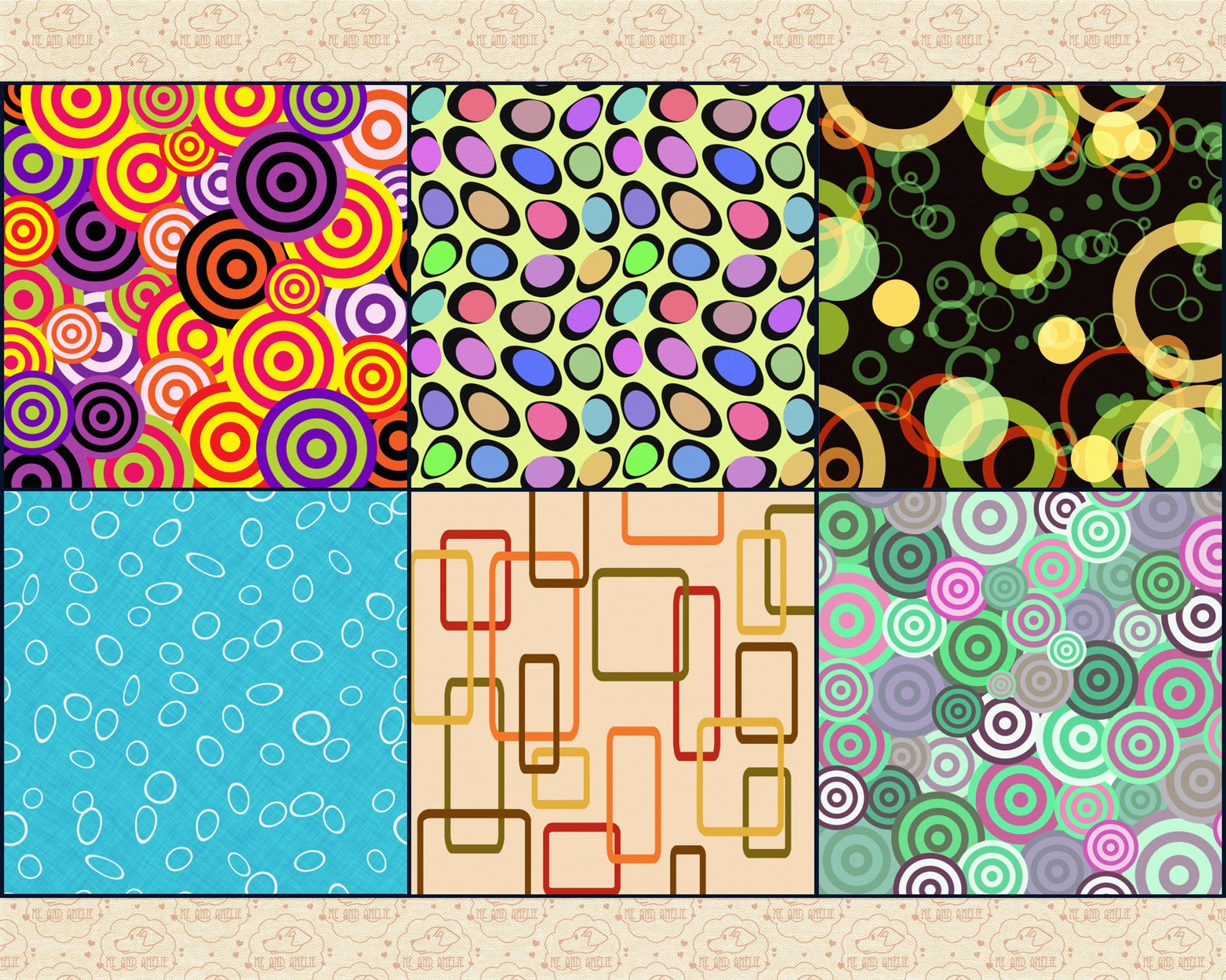 Mid Century Modern Retro Rings Canvas Digital Paper Mod - Etsy