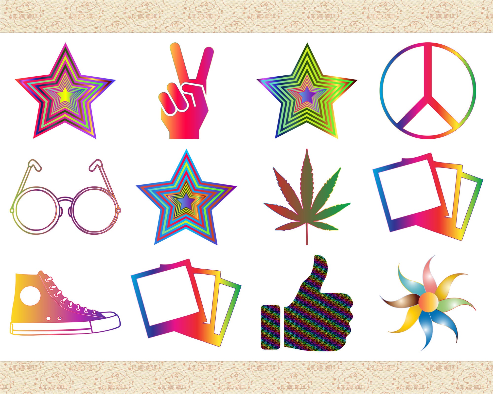 Retro Mid Century 1960s Flower Power AI EPS PNG no Svg - Etsy