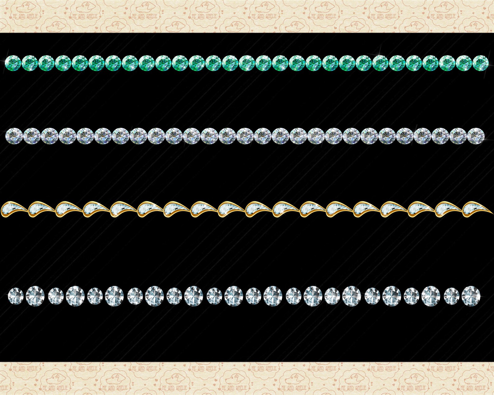 Gemstone Borders Clip Art Borders Frame Diamonds Clip Art | Etsy