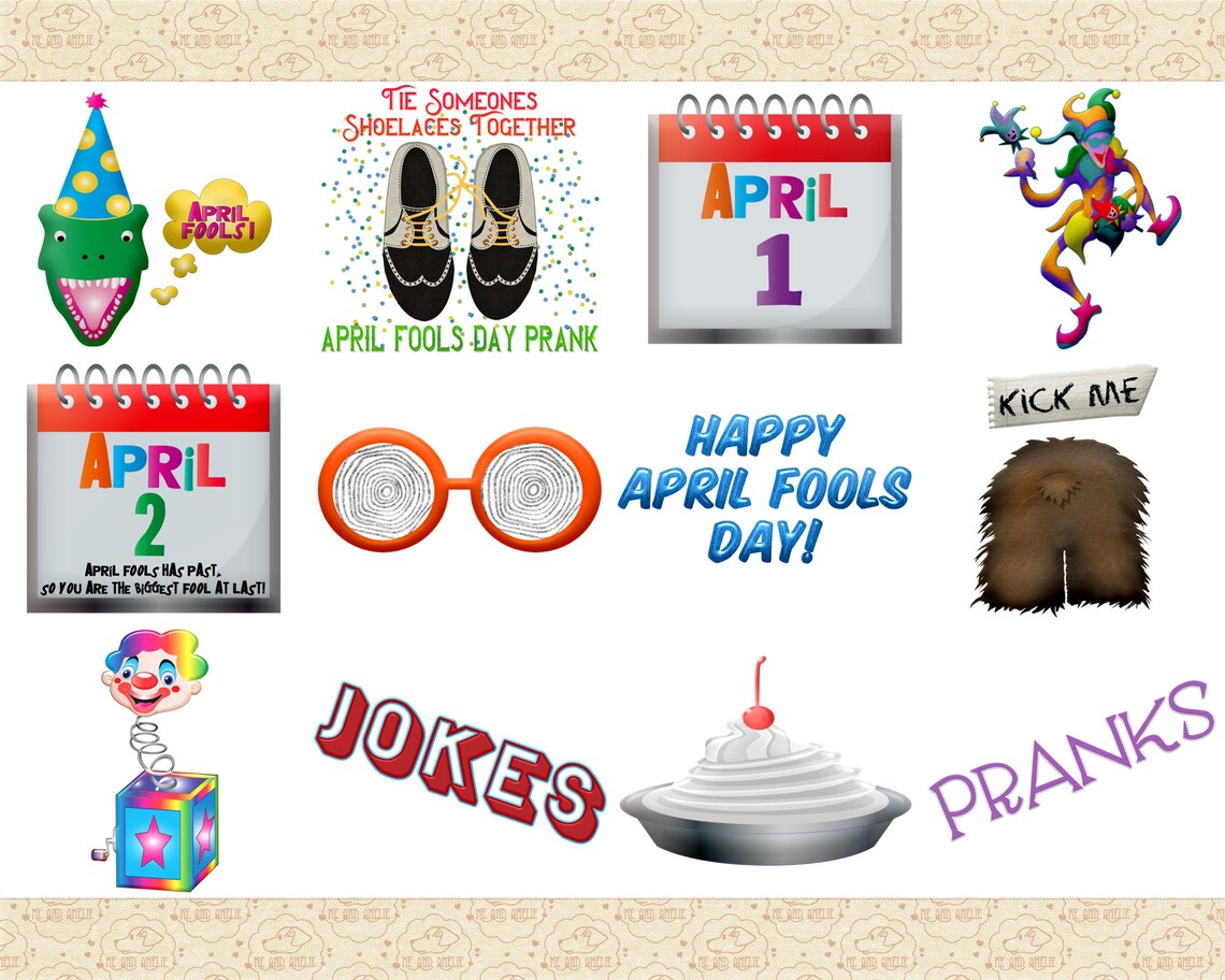 April Fools' Day Clipart & Digital Papers, Joke PNG (digital Download ...