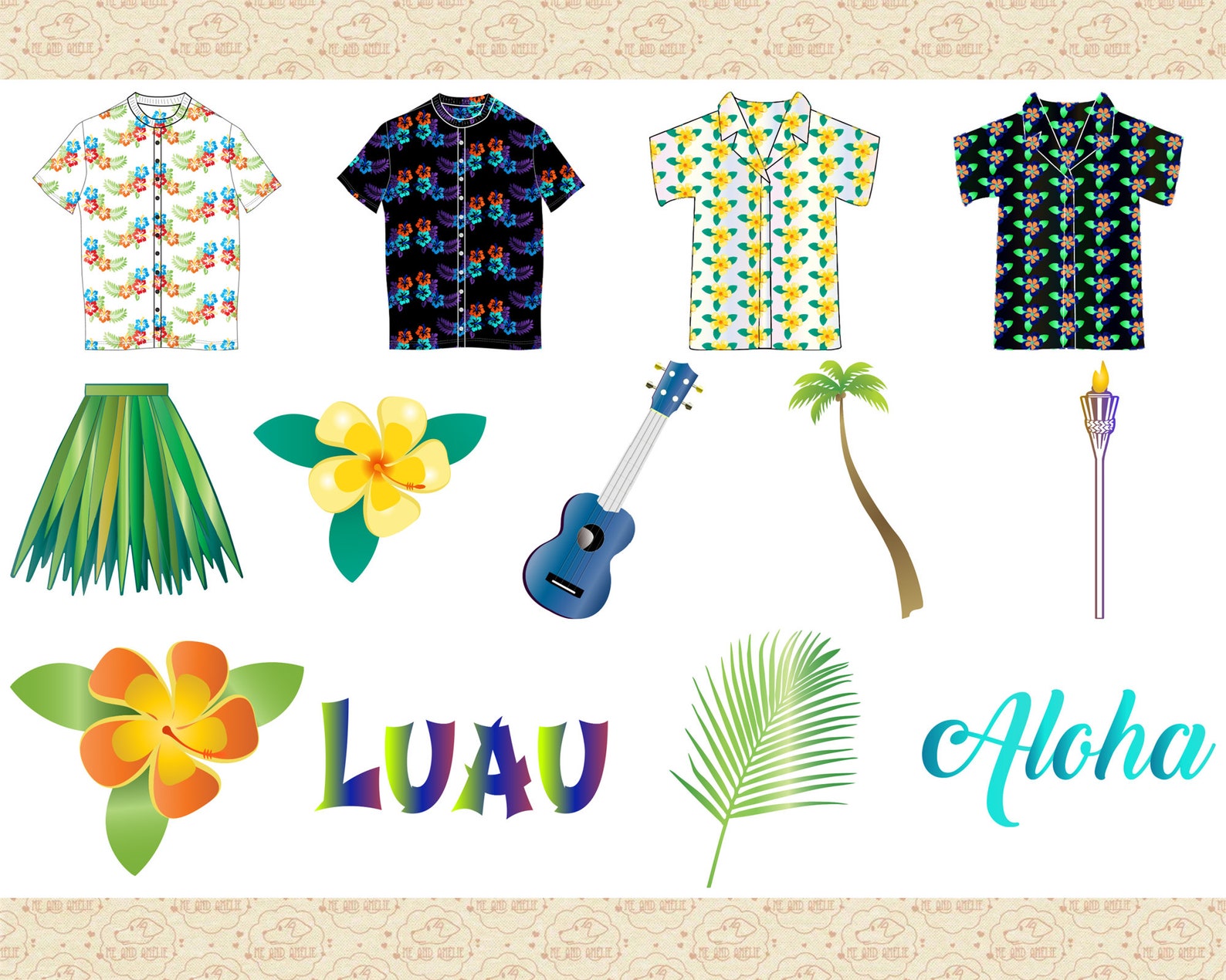 Hawaii Elements AI Epsno Svgpng Hawaiian Luau Hawaiian - Etsy