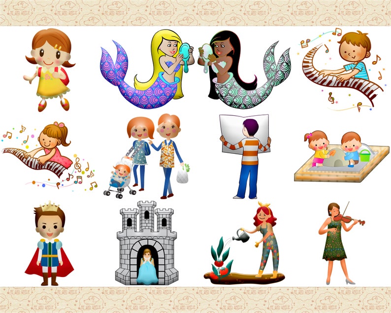 Children Variety Clip Art Teacher & Students Friends Clip - Etsy