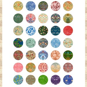 William Morris Patterns 1 Inch Circles Digital Collage, CC0 Public ...