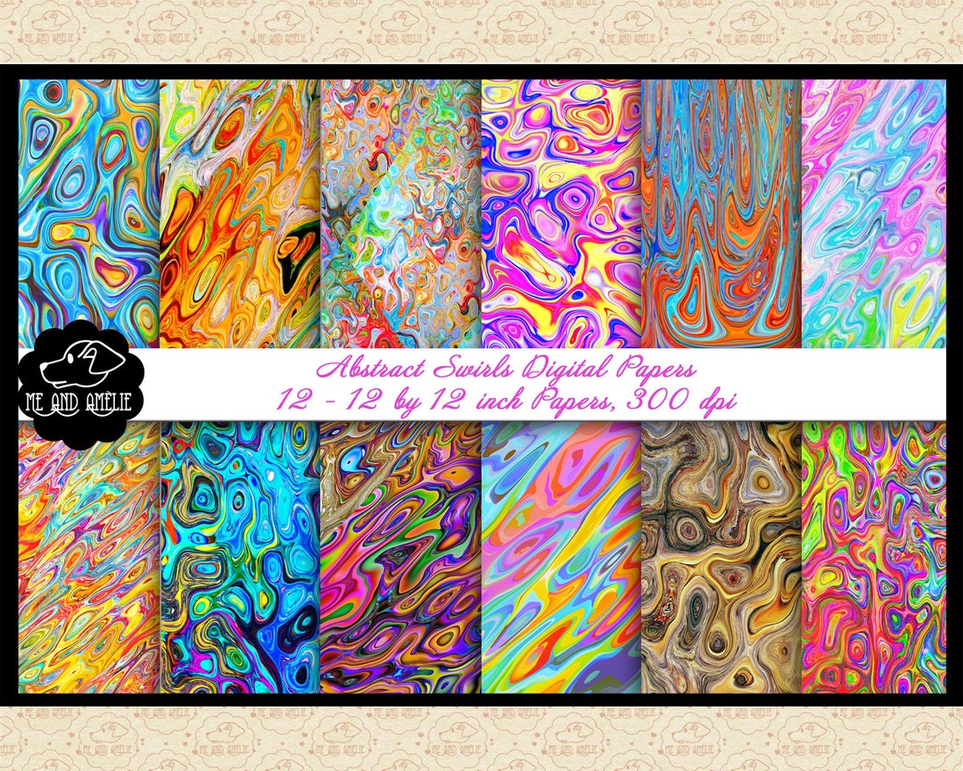 Abstract Swirls Digital Paper, Mid Century Modern (digital Download) - Etsy