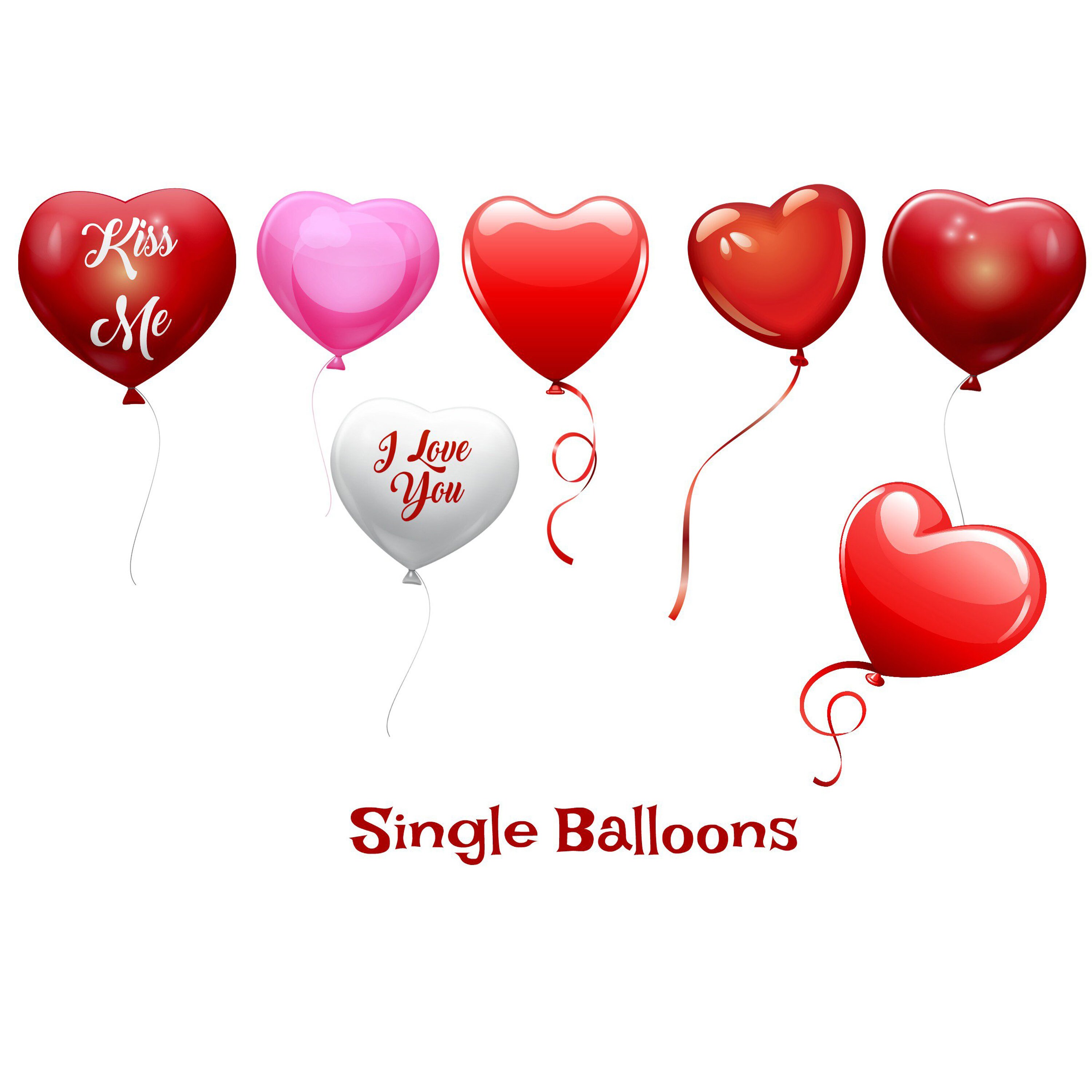 Valentine Balloons & Streamers Clip Art, Valentine's Day, Love Graphics ...