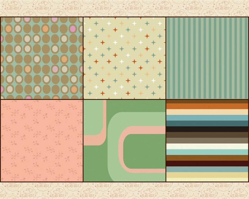 Retro Mid Century Atomic Age Digital Papers large Patterns - Etsy