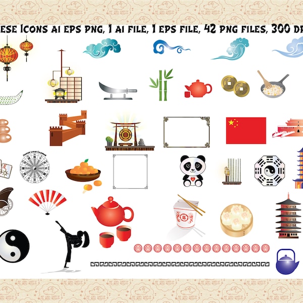 Chinese Food Icons - Etsy