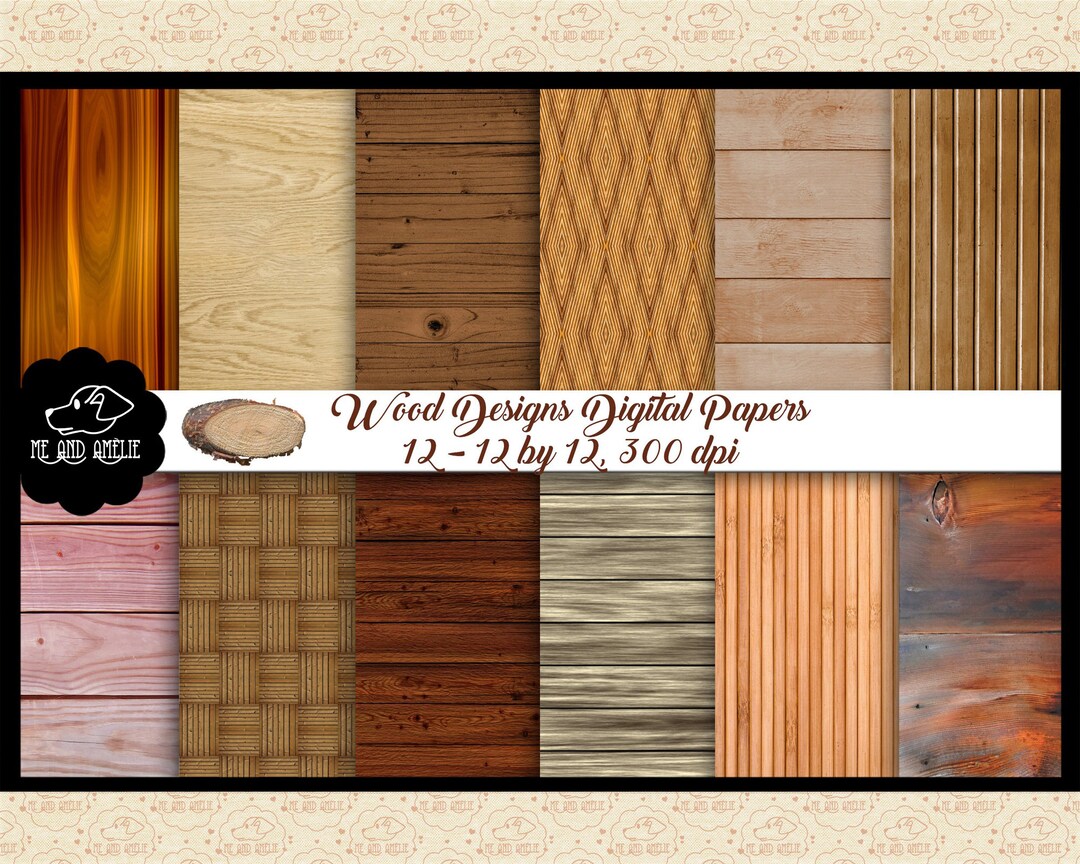 Wood Designs Digital Paper, Natural Wood Background, Various Colors ...