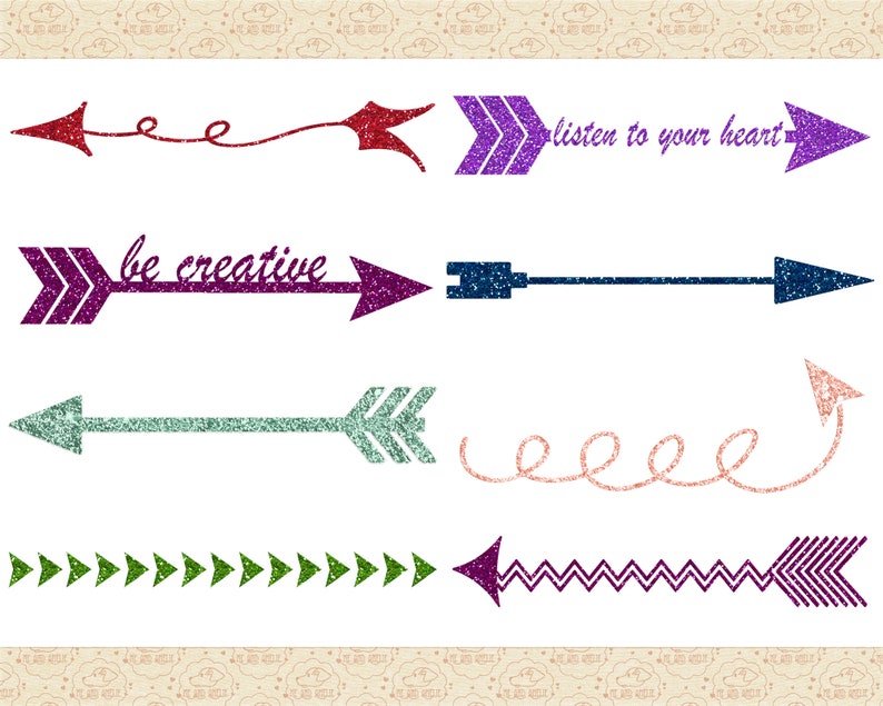 Glitter Colorful Arrows Clipart Bohemian Clipart Tribal | Etsy