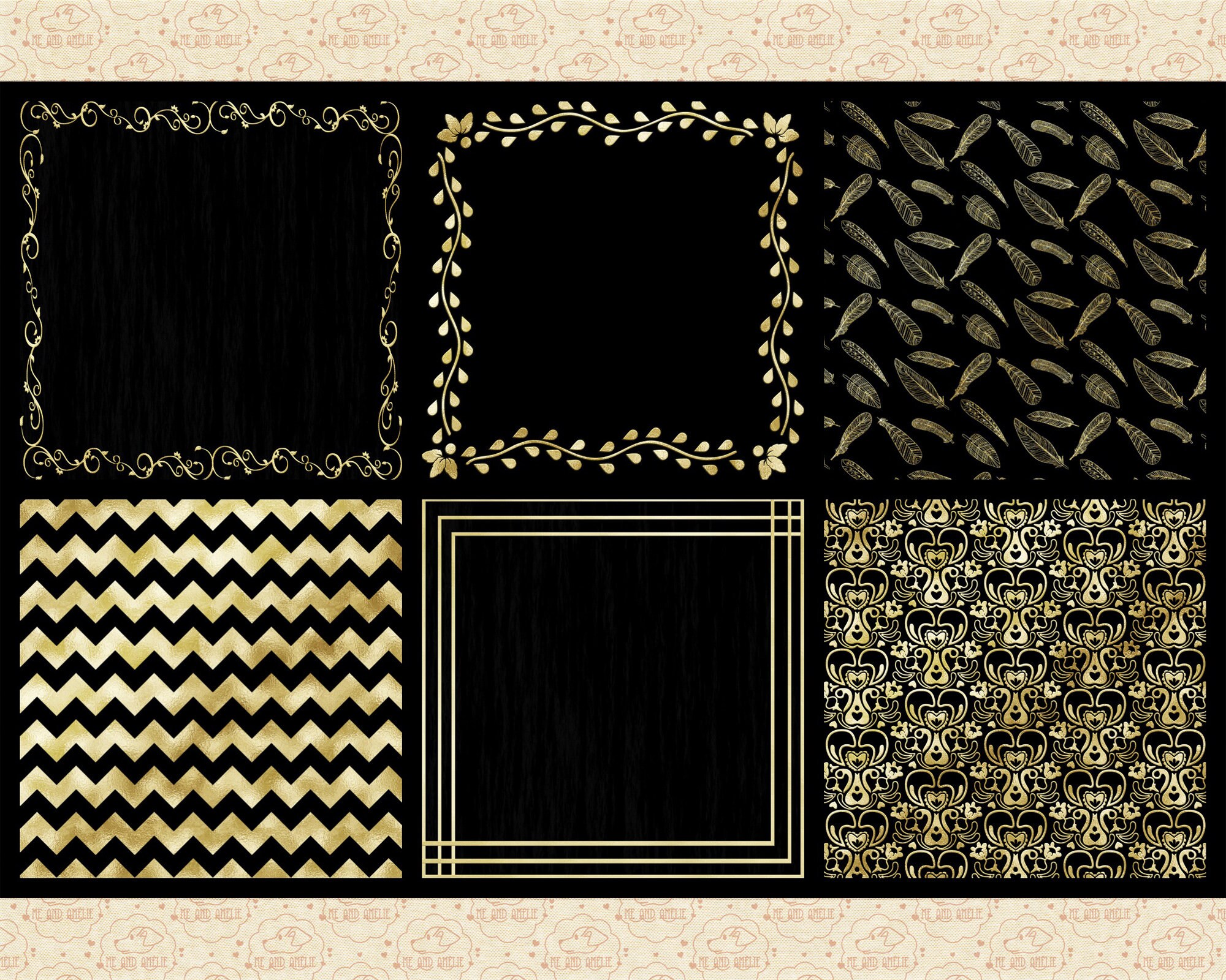 Black and Gold Foil Variety Digital Papers Black With Gold - Etsy UK