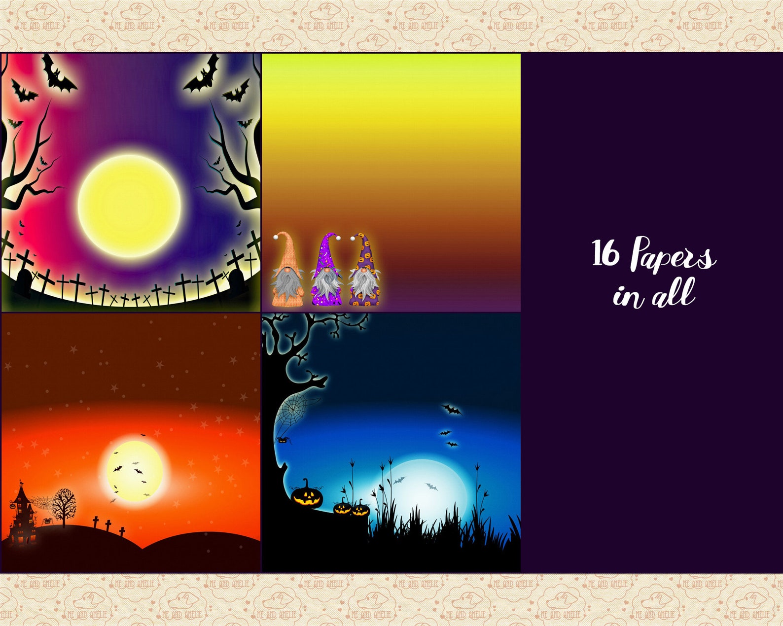 Halloween Scenes & Invitation Templates Digital Papers - Etsy