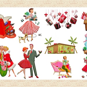 Retro Mid Century Christmas Clip Art, Restored Retro Christmas, 1950s ...