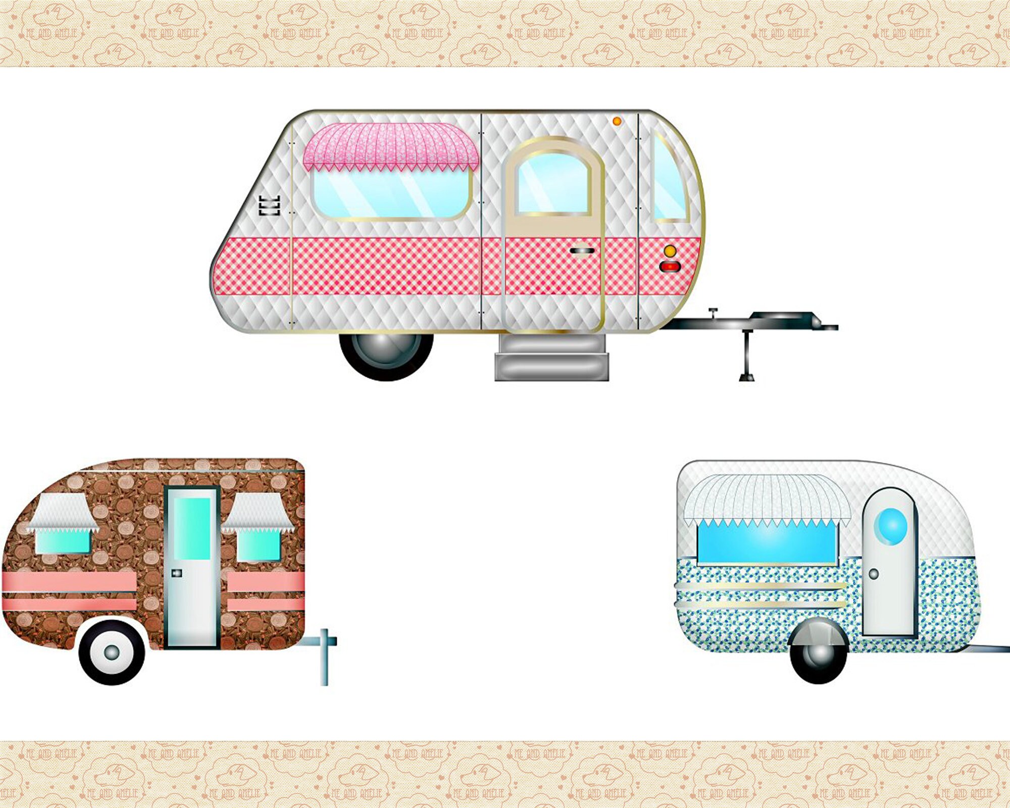 Retro Travel Trailers Clipart Caravan Camping Travel Cute - Etsy