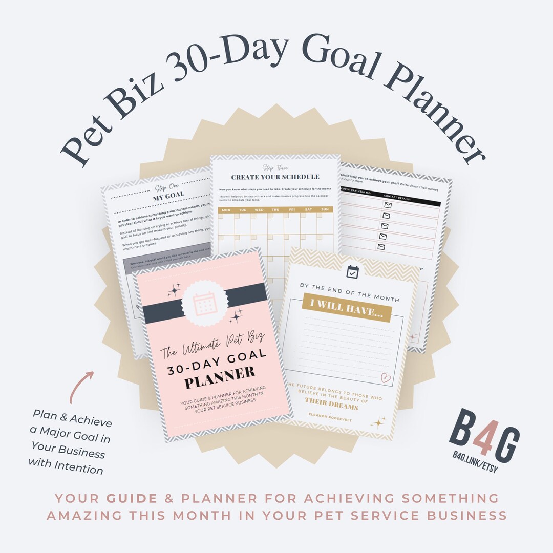 30 Day Goal Setting Planner for Pet Business Owners - Etsy