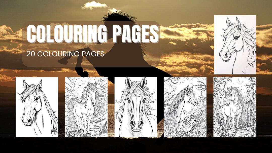 20 Horse Lover's Coloring Pages - Printable Equine Art for All Ages - Etsy