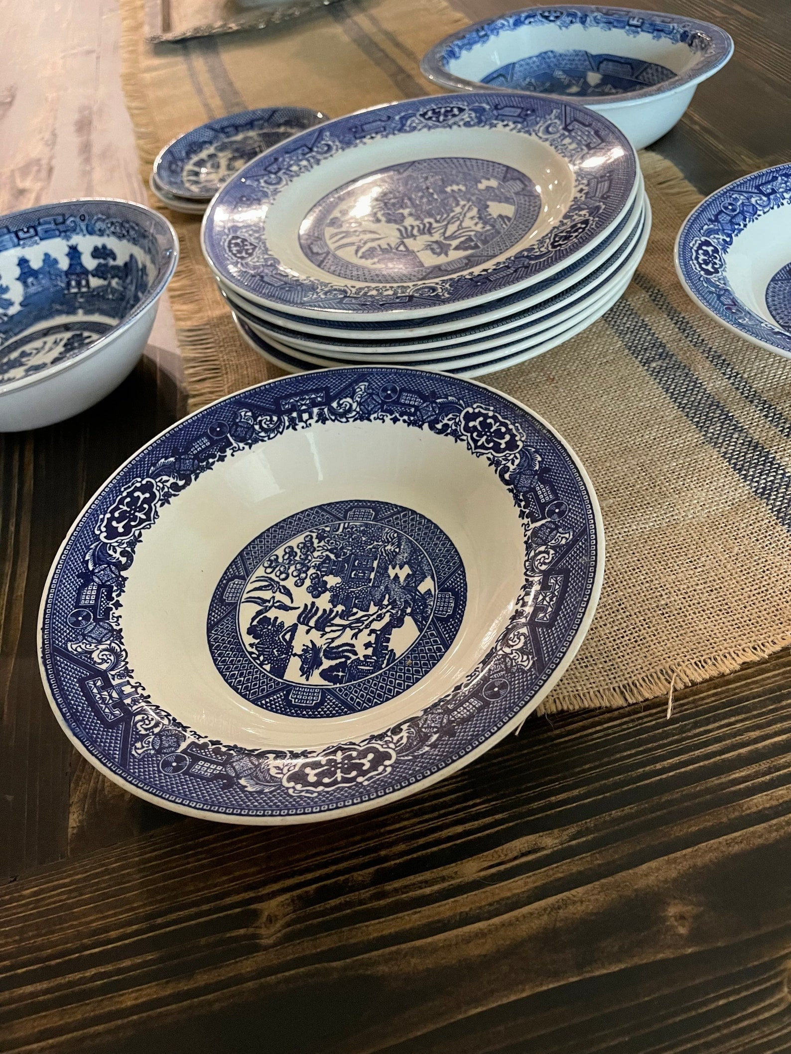 Lot of Vintage Blue Willow Ware From England Dining and - Etsy