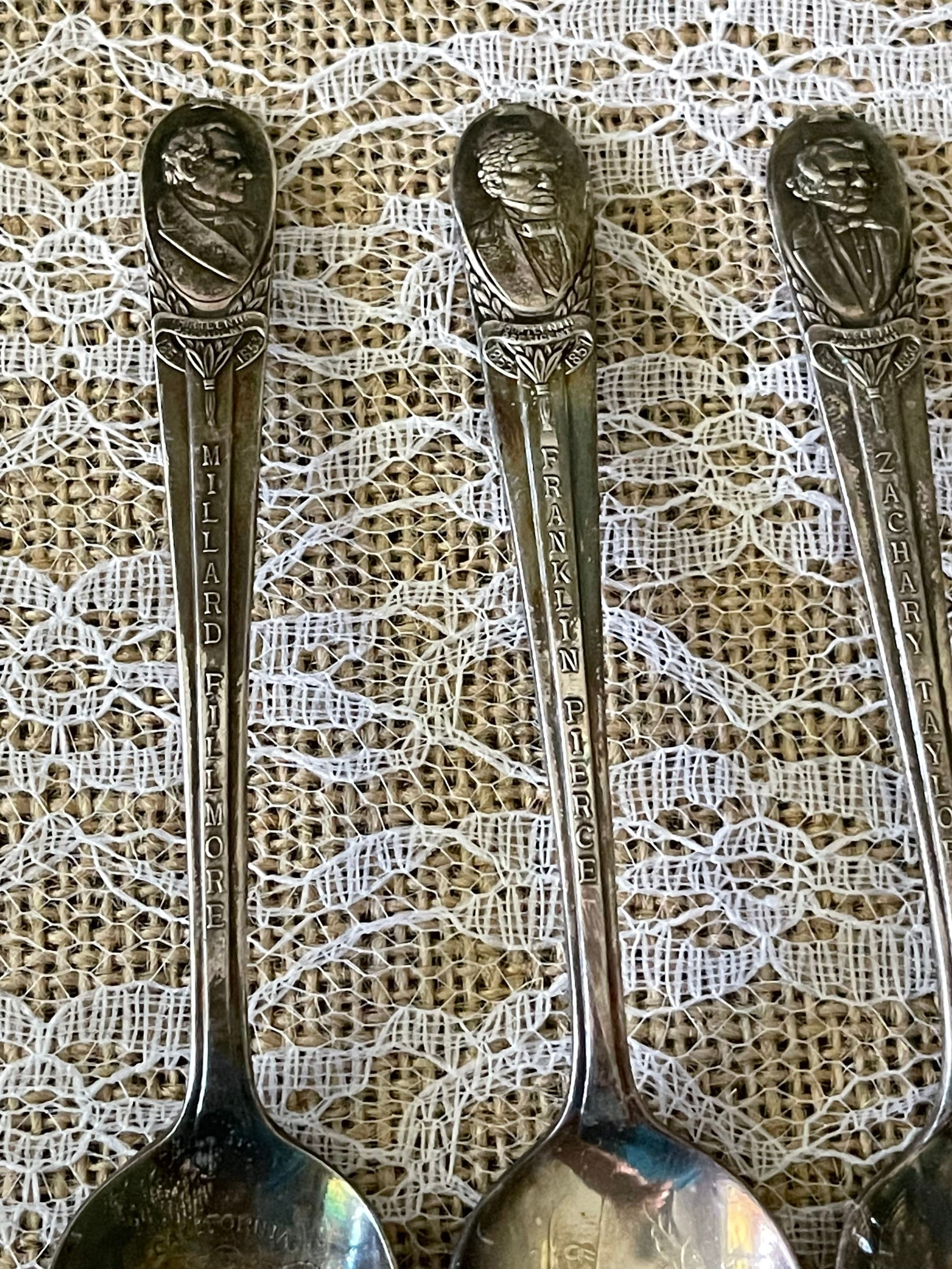 Set of Six Vintage Presidential Silver Spoons Heads and Names - Etsy