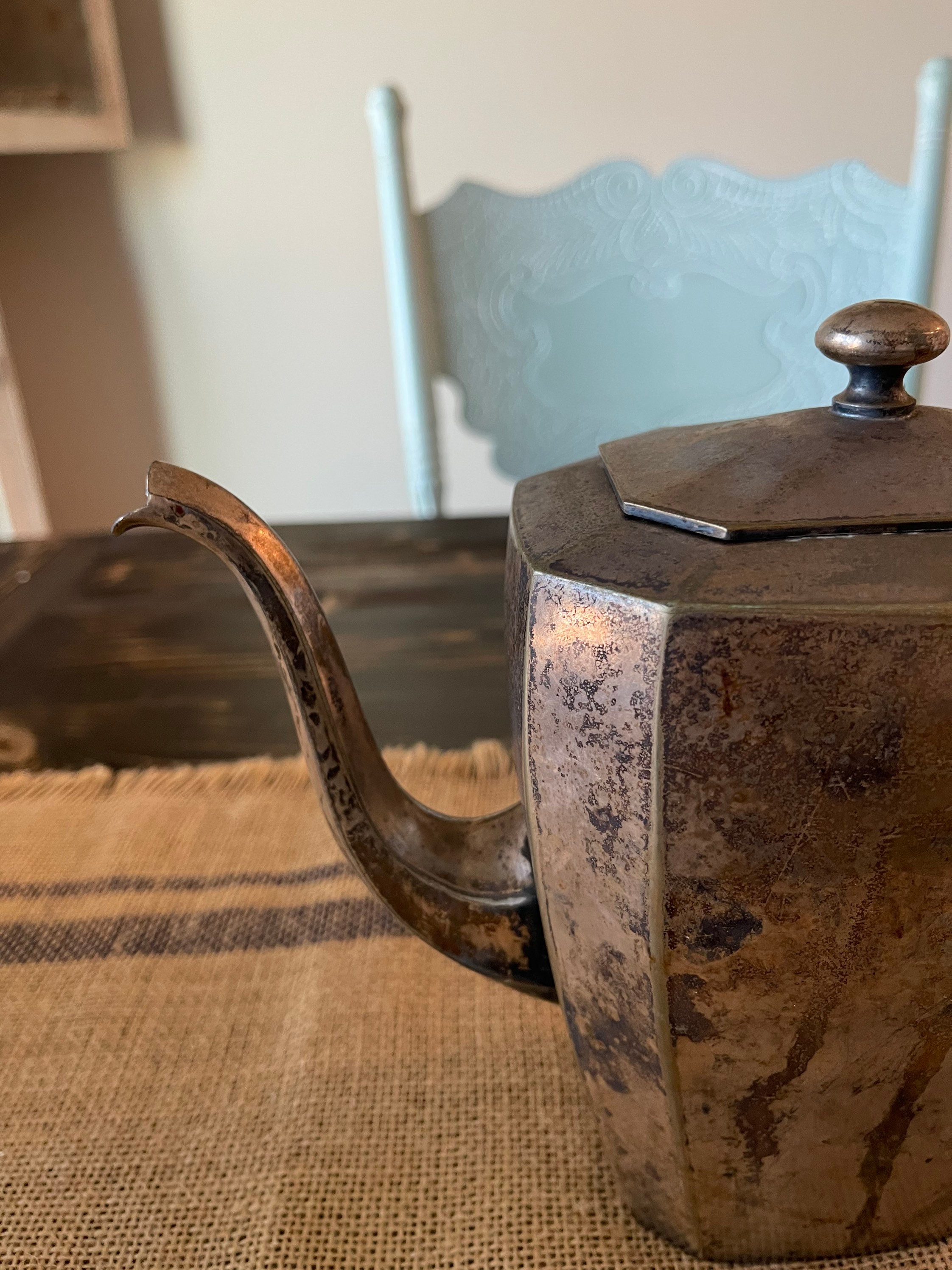 Vintage Silver Teapot With Patina Antique Silver Teapot - Etsy