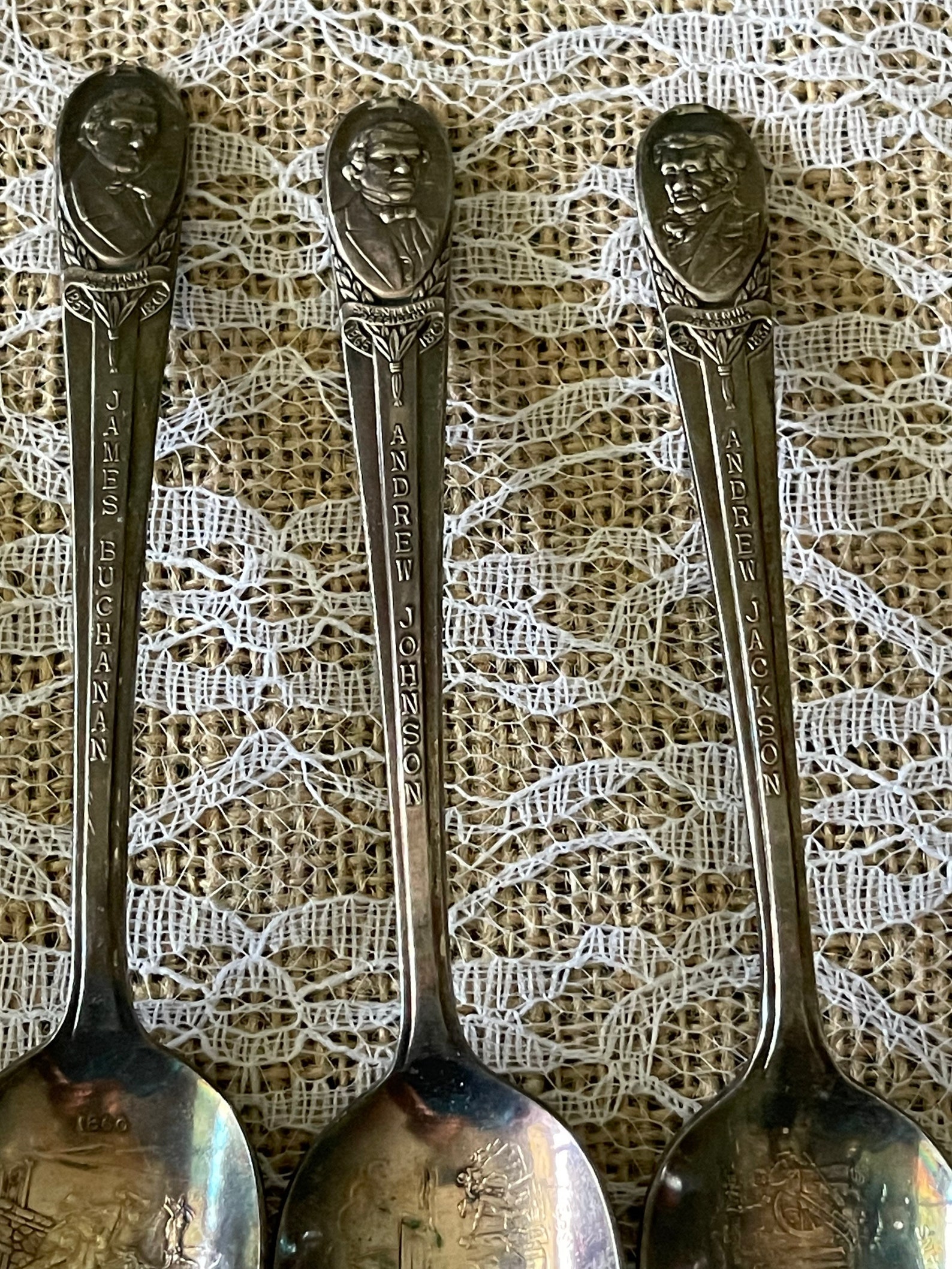 Set of Six Vintage Presidential Silver Spoons Heads and Names - Etsy