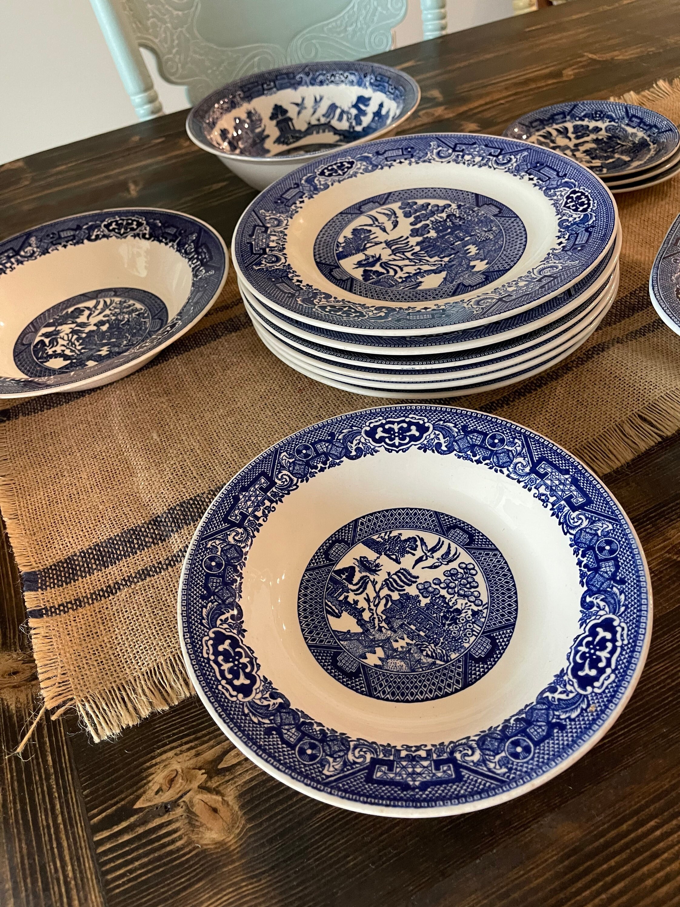 Lot of Vintage Blue Willow Ware From England Dining and - Etsy