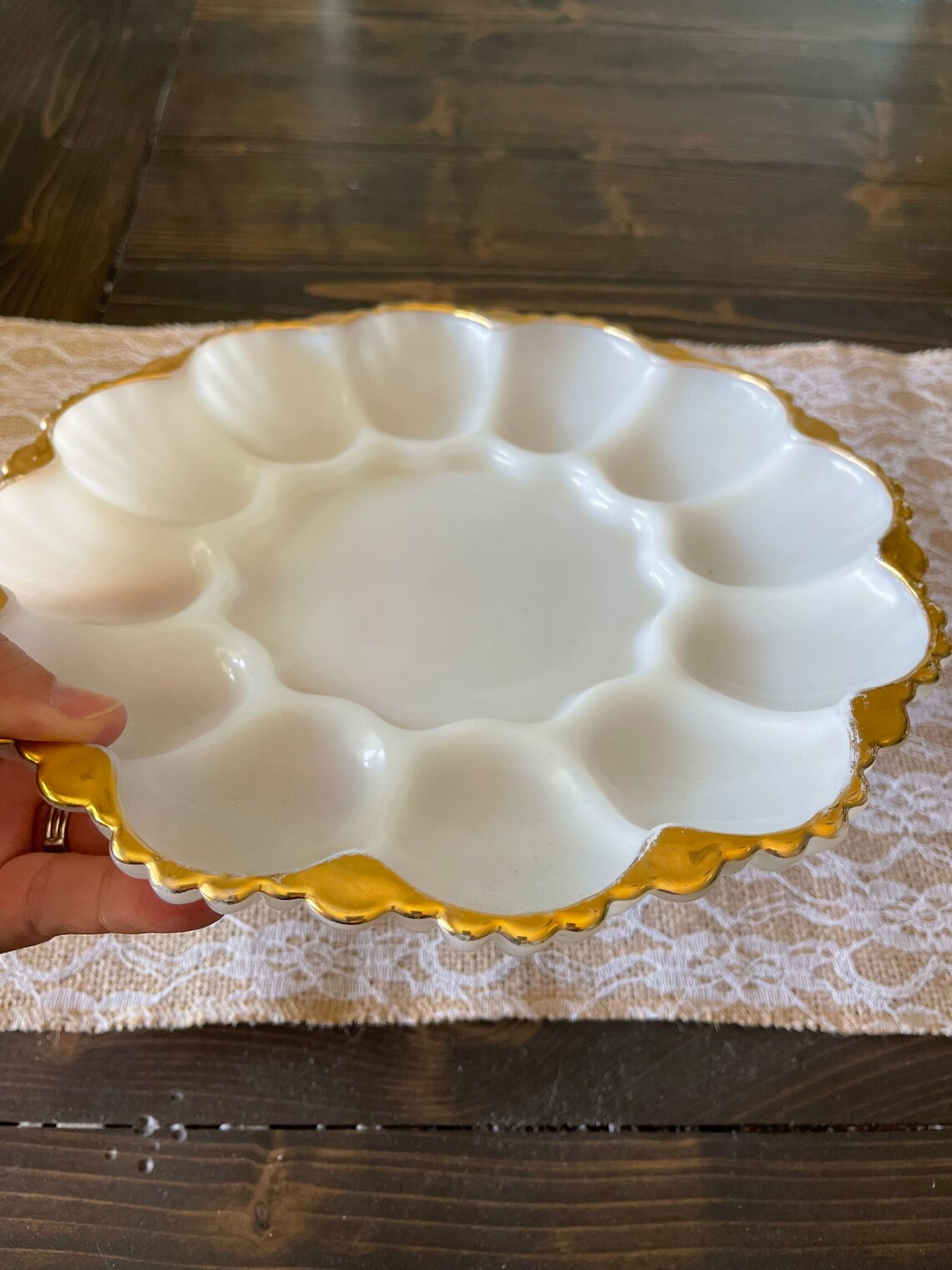 Vintage Milk Glass deviled egg plate no damage | Etsy