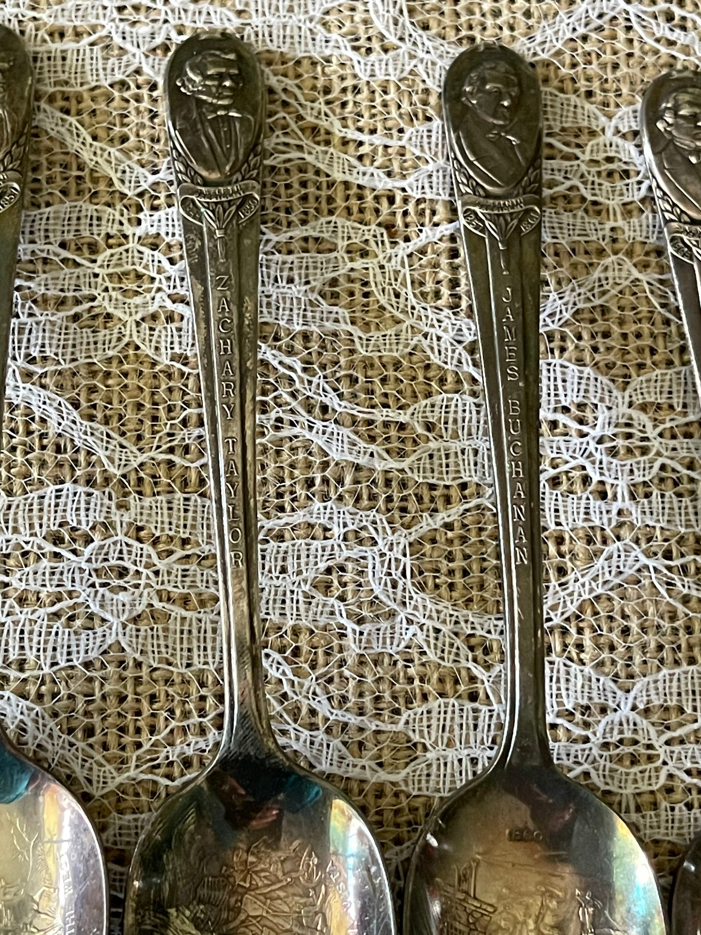 Set of Six Vintage Presidential Silver Spoons Heads and Names - Etsy