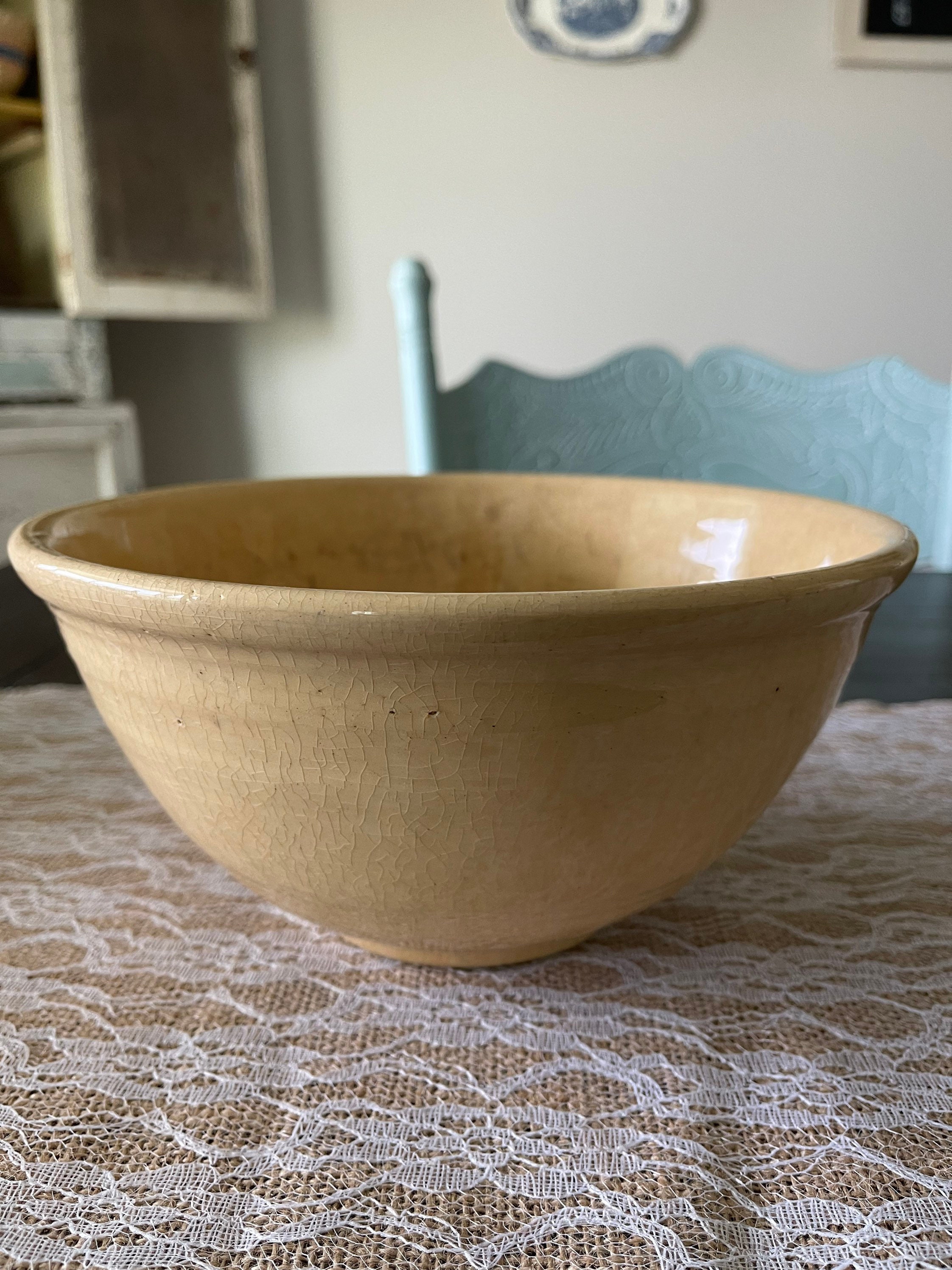 Vintage Yellow Ware Bowl No Damage Some Stains and Crazing From Use and ...