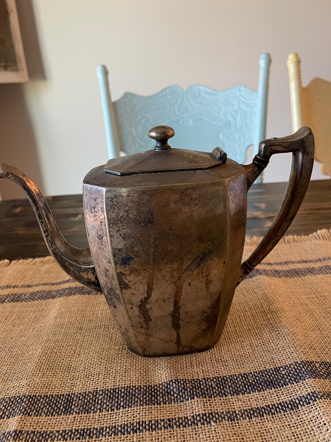 Vintage Silver Teapot With Patina Antique Silver Teapot - Etsy