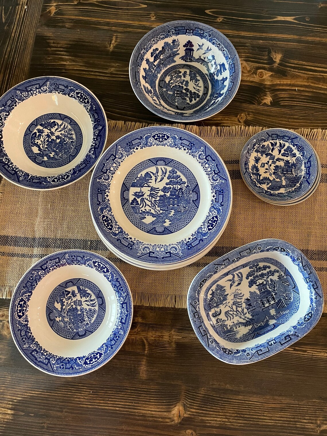 Lot of Vintage Blue Willow Ware From England Dining and | Etsy