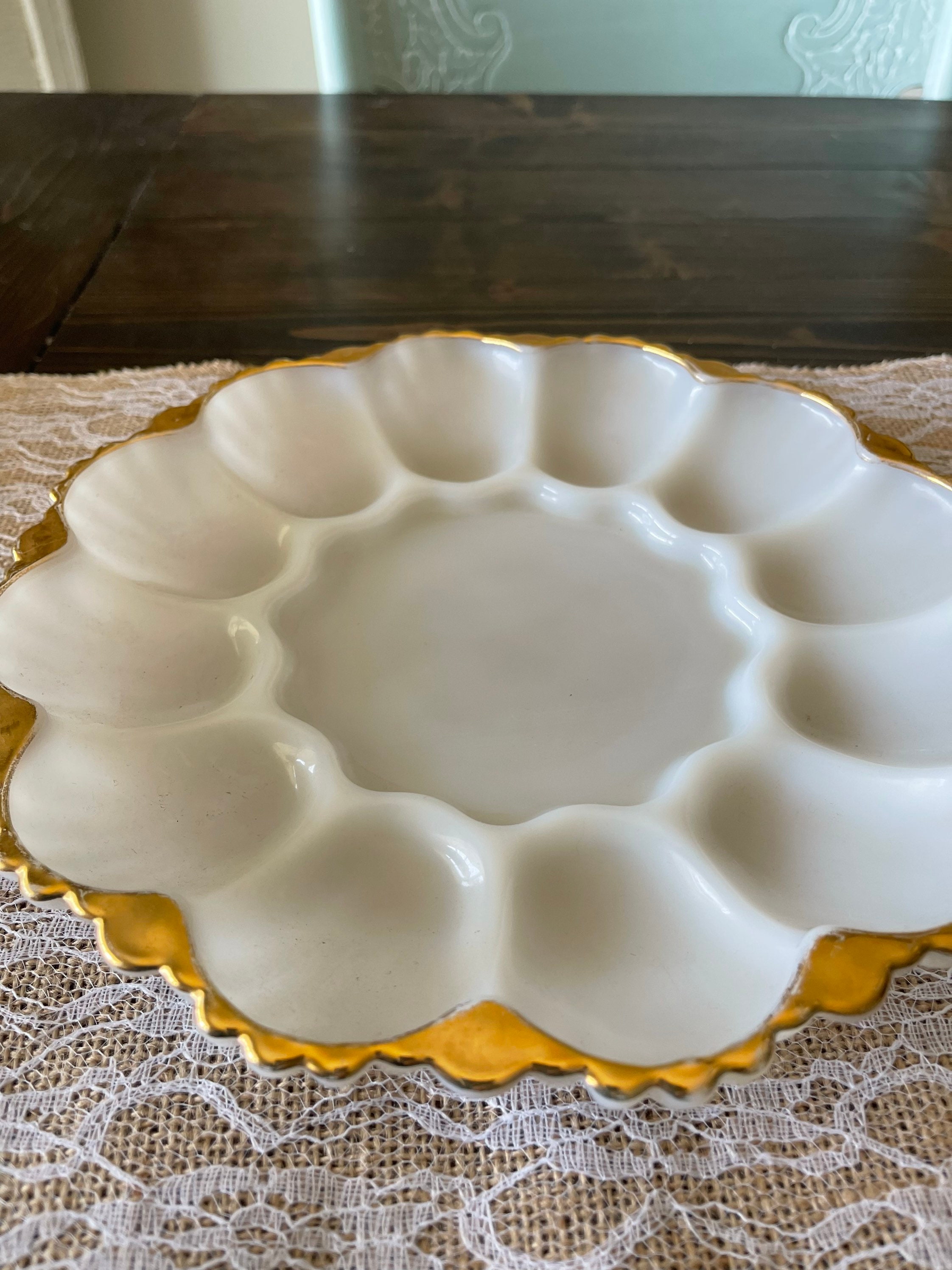 Vintage Milk Glass Deviled Egg Plate No Damage - Etsy