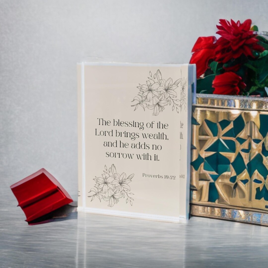 Christian Table Block Proverbs 10:22 | the Blessing of the Lord Bible ...
