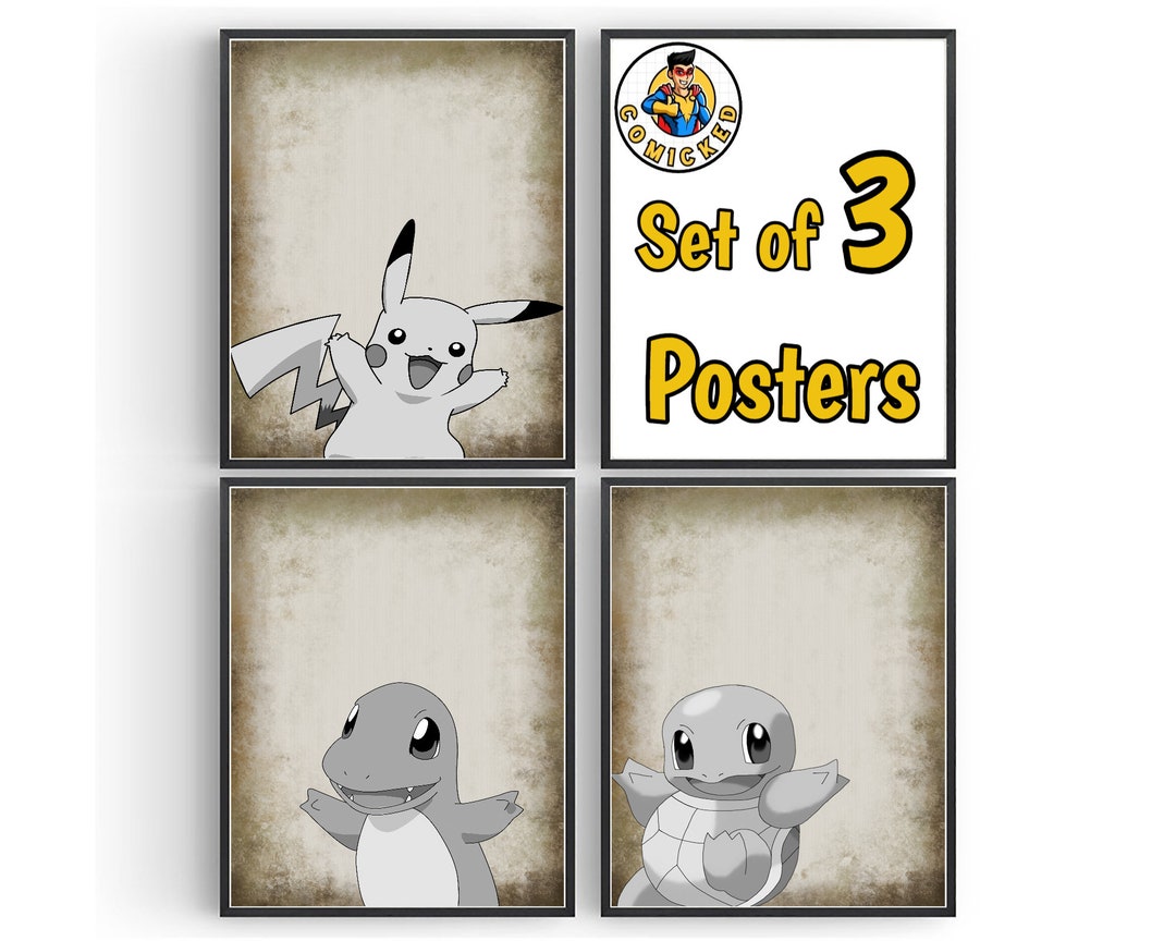 Peekaboo Animals Pokemon Print Pikachu Poster Video Games Bedroom Wall ...