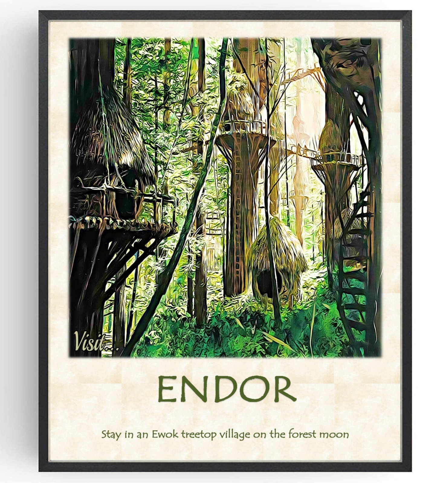 Star Wars Endor Ewok Movie Travel Poster Vintage Prints Fan Art Man Cave Birthday Gift Ideas - Etsy