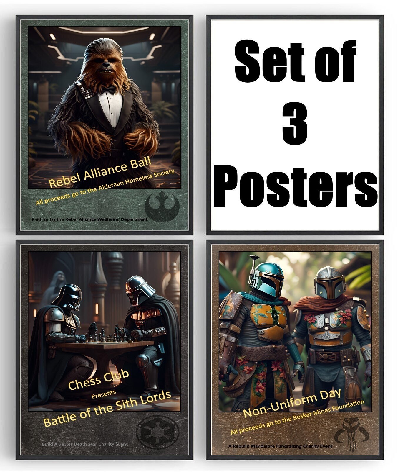 Star Wars Charity Events Poster Set Star Wars Gifts Man Cave Birthday ...