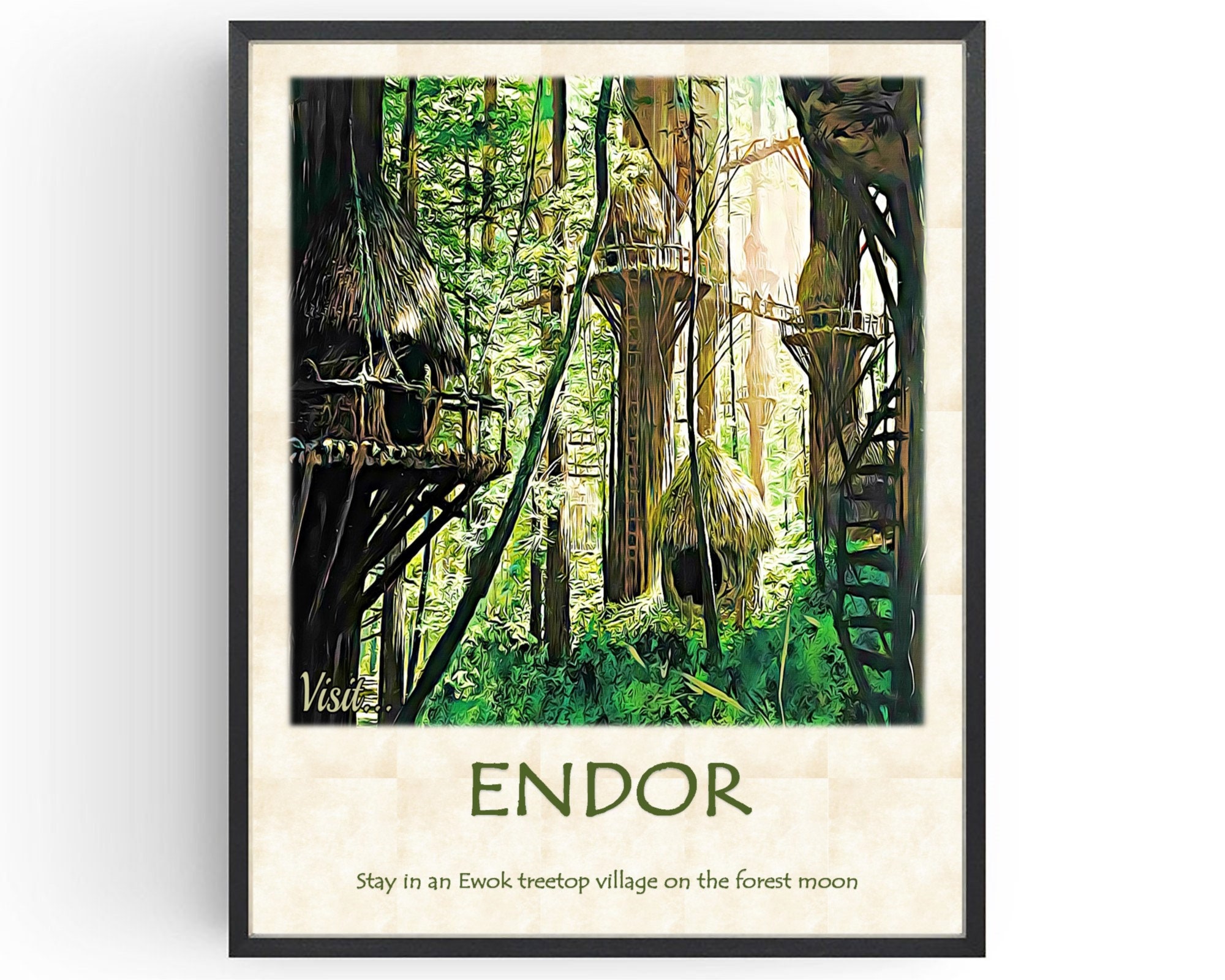 Star Wars Endor Ewok Movie Travel Poster Vintage Prints Fan Art Man ...