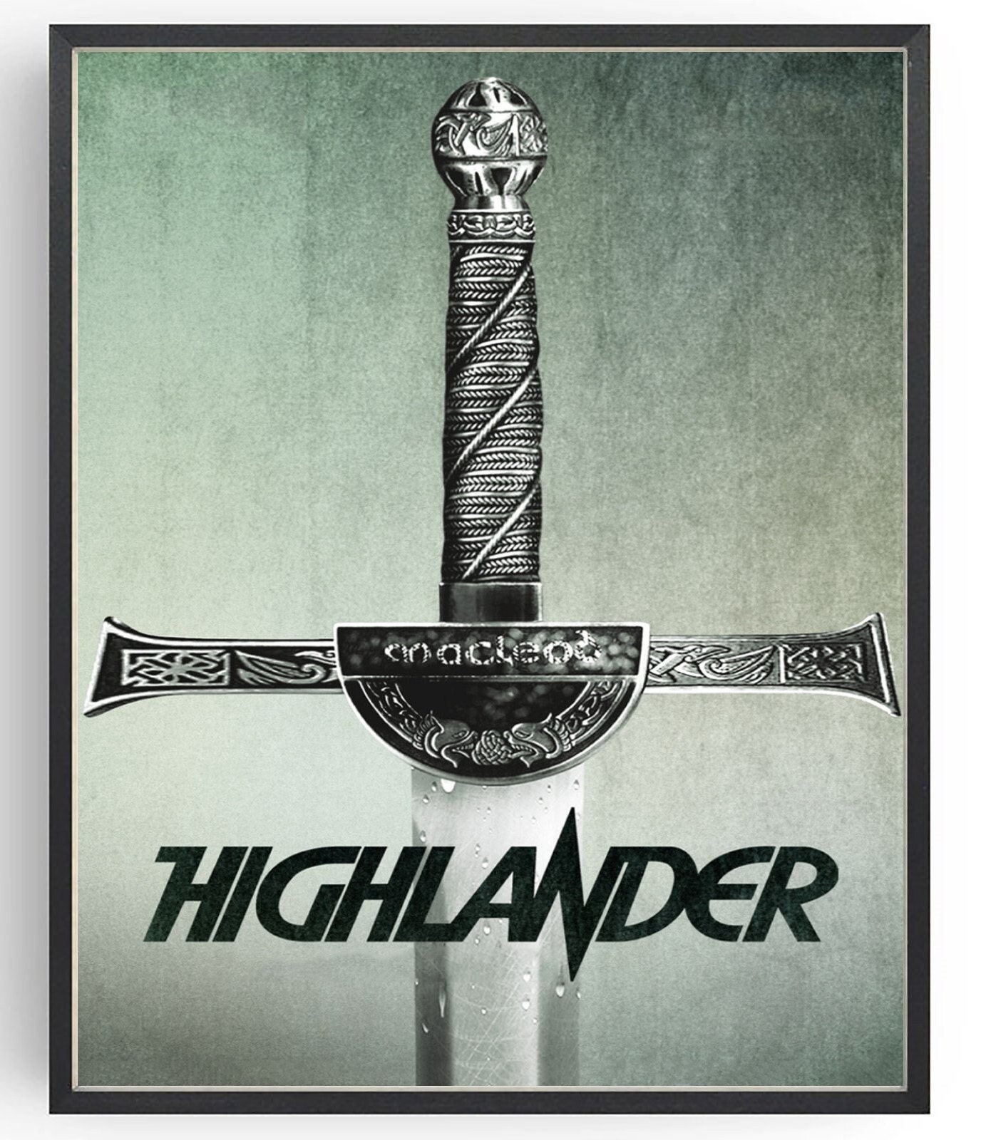 Highlander Movie Poster Sword Poster Sean Connery Wall Art Classic ...