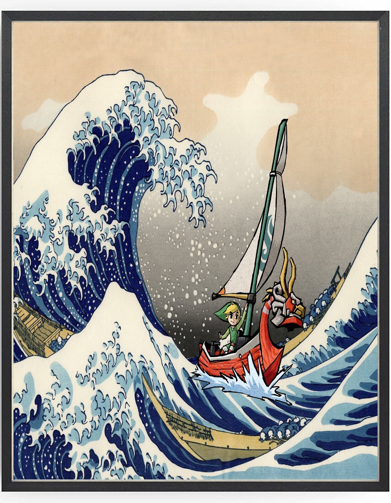 Zelda Wind Waker Art Print: Wave off Kanagawa - Etsy