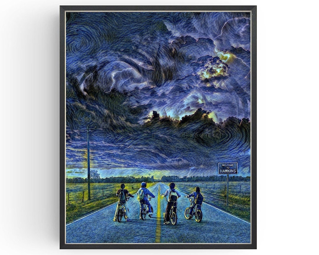 Stranger Things Poster Van Gogh Starry Night Wall Art Classic TV Man ...