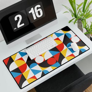Bauhaus Modern Colorful Desk Mat - Vibrant, Artful Desk Decor for ...