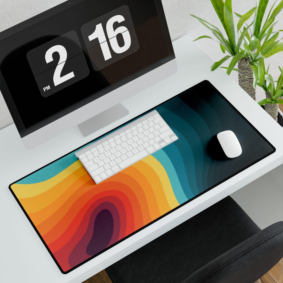 Rainbow Topography Desk Mat, Home Office Decor & Gaming Mousepad Gift ...