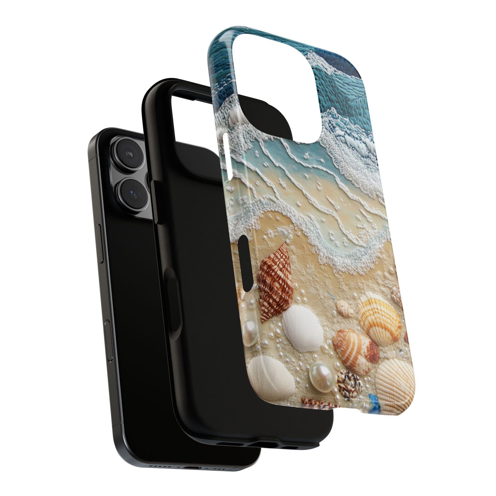 Beachy Blue Seashell Pattern Phone Case, Blue Tropical Phone Case ...