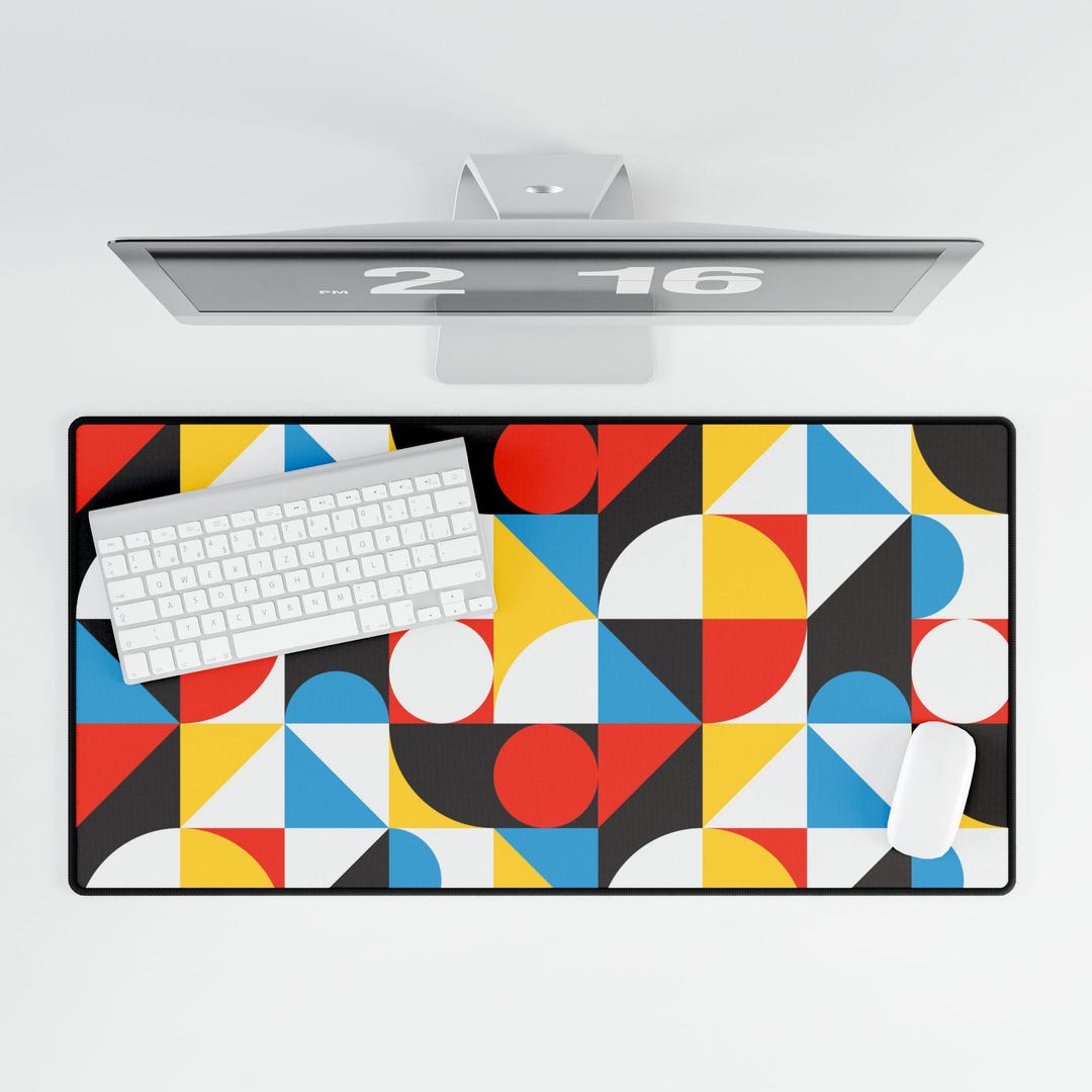 Bauhaus Modern Colorful Desk Mat - Vibrant, Artful Desk Decor for ...
