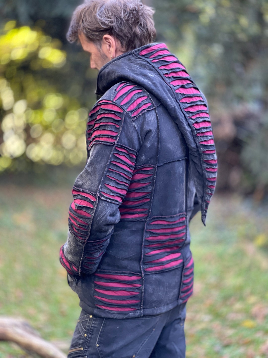 Patchwork Jacket HIMAL >>> Men's Razor-cut >> Pointed Hood + Fleece ...