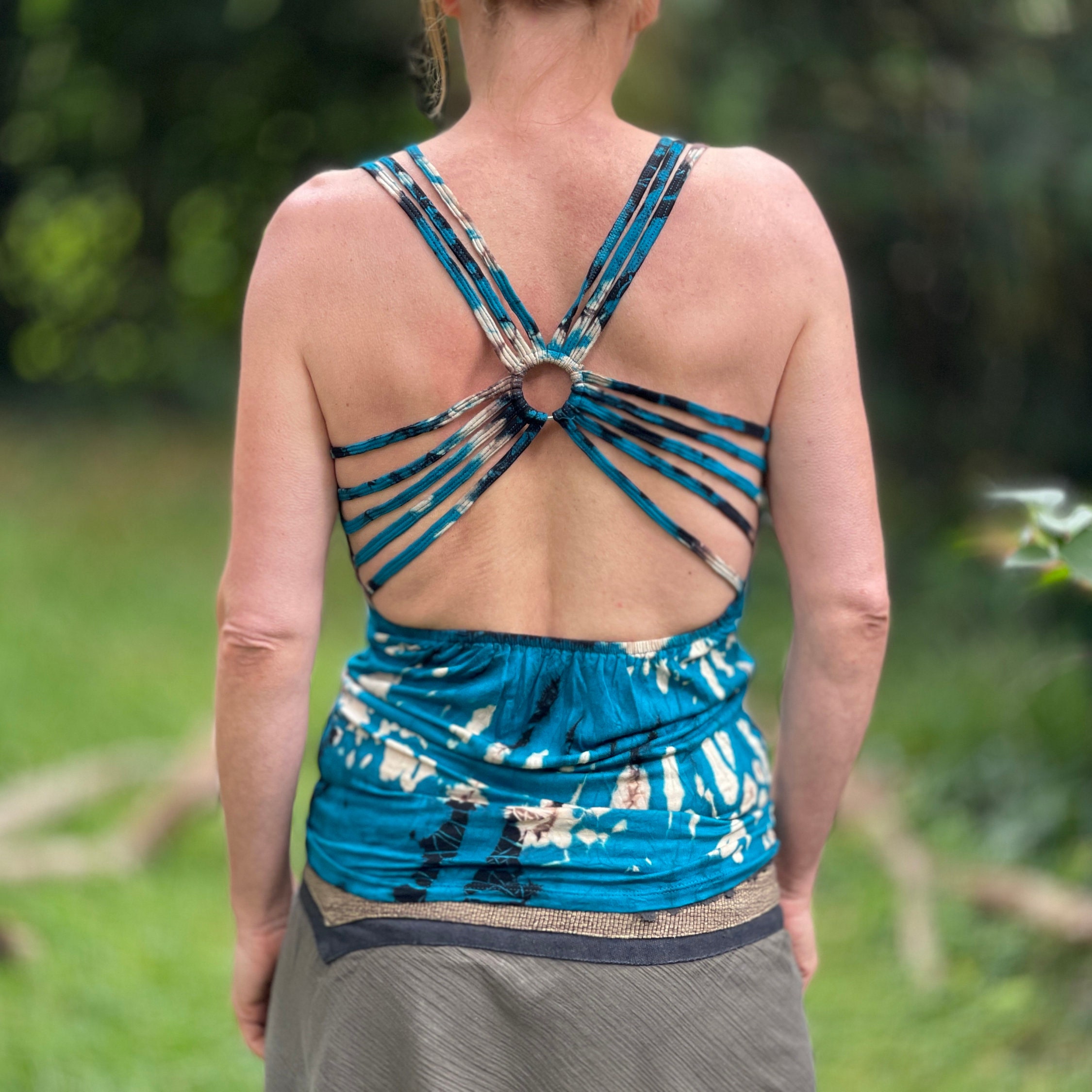 BATIK TOP open back strap design, 2-coloured batik pattern >> 3 colours ...