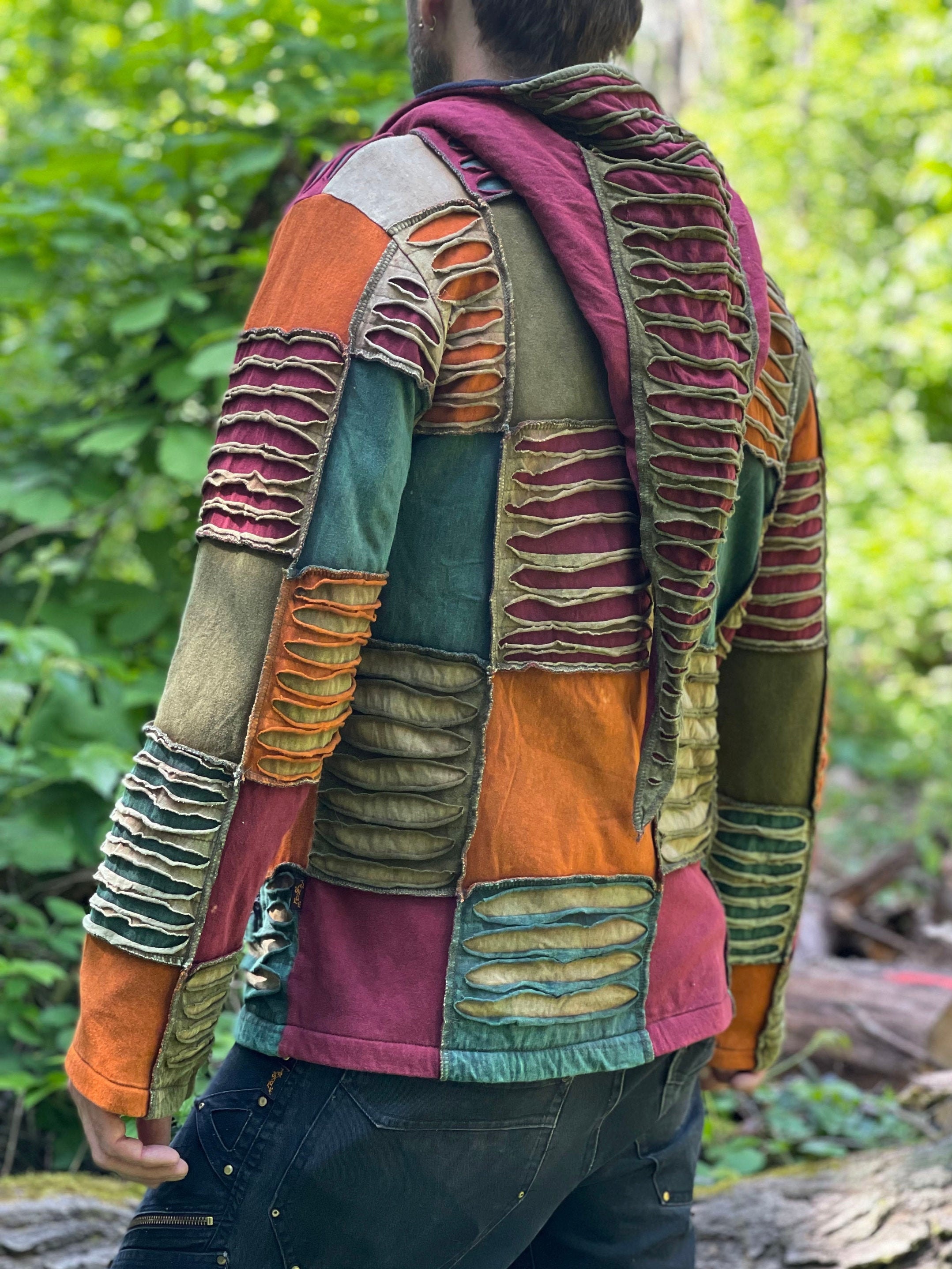 Patchwork Jacket - HIMAL >>> Men Razor-Cut Jacket >> pointed hood and ...