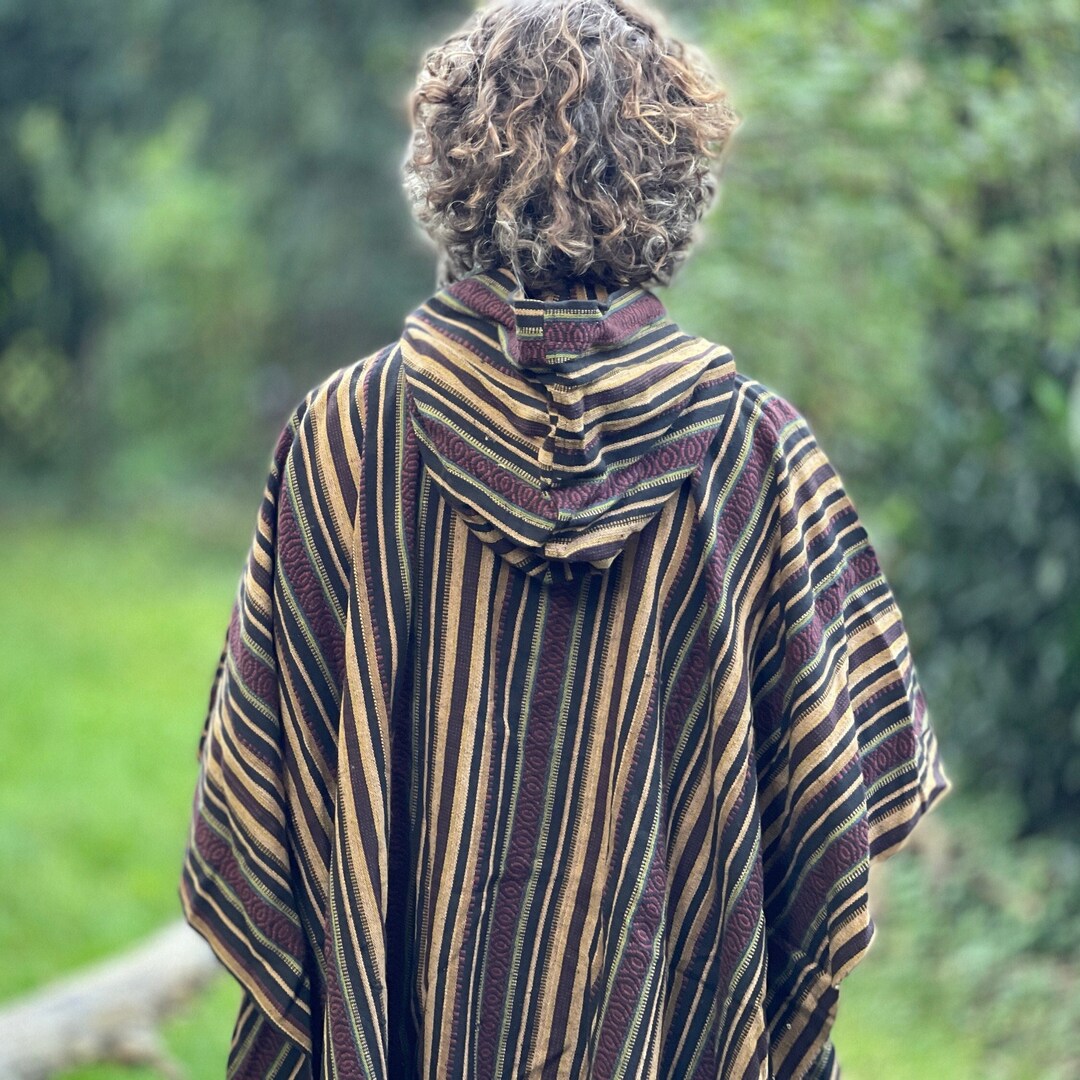Large Hooded Poncho Gheri 2 Colours Gold Maroon & Earth JUNGLE Festival ...